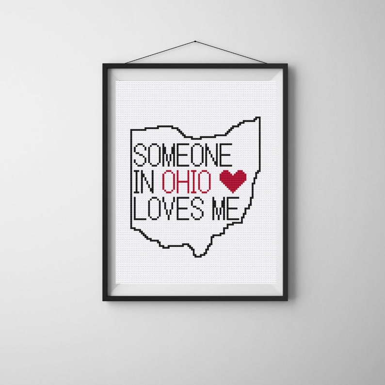 Ohio State Map Cross Stitch Pattern, Someone in Ohio Loves Me Pattern ...