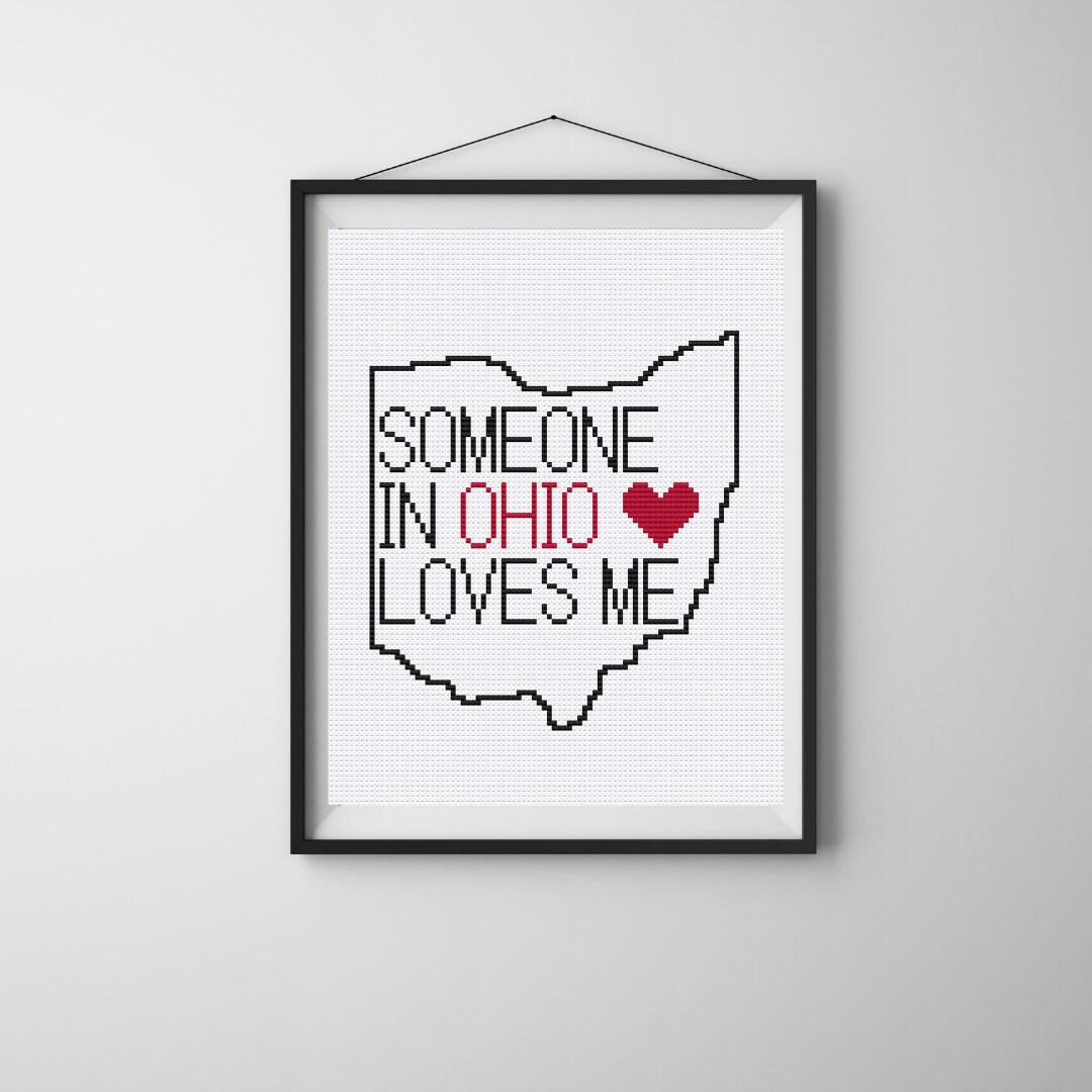 Ohio State Map Cross Stitch Pattern, Someone in Ohio Loves Me Pattern ...