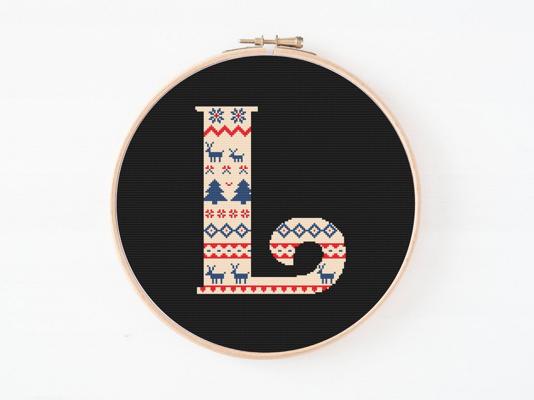 Letter L Christmas Cross Stitch Pattern, Custom Alphabet Letter ...