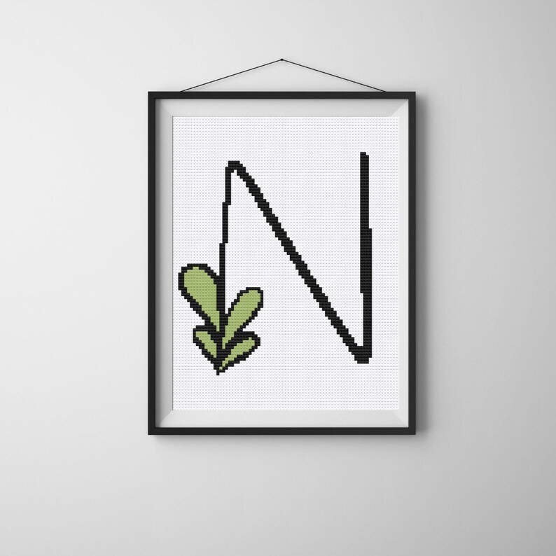 Floral Letter N, Cross Stitch N Pattern, Monogram N Cross Stitch ...