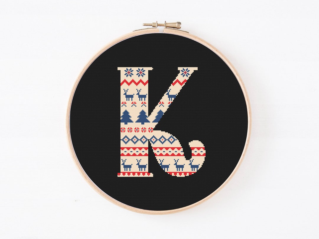 Letter K Christmas Cross Stitch Pattern, Custom Alphabet Letter ...