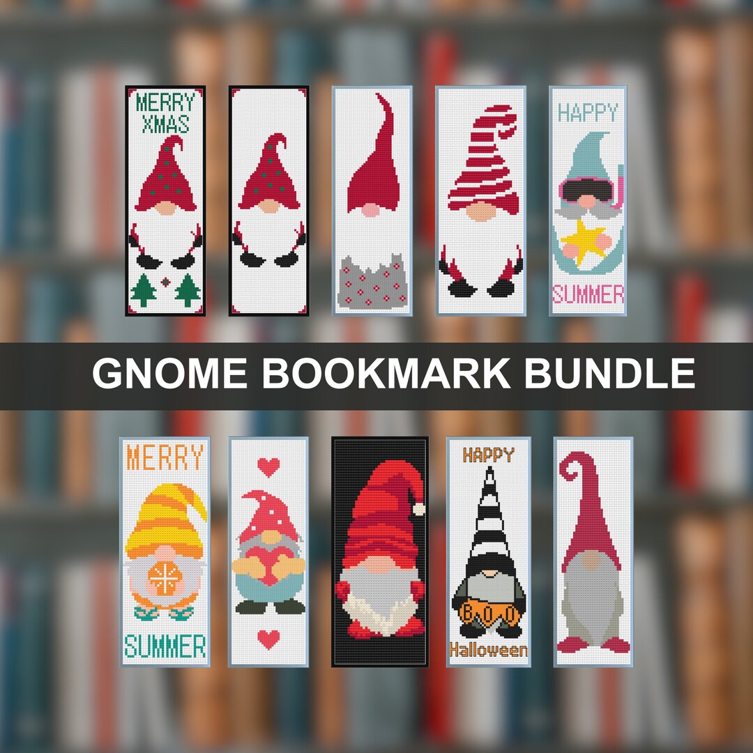 Gnome Bookmark Cross Stitch Pattern, Gnomes Bookmark Pattern, Funny ...