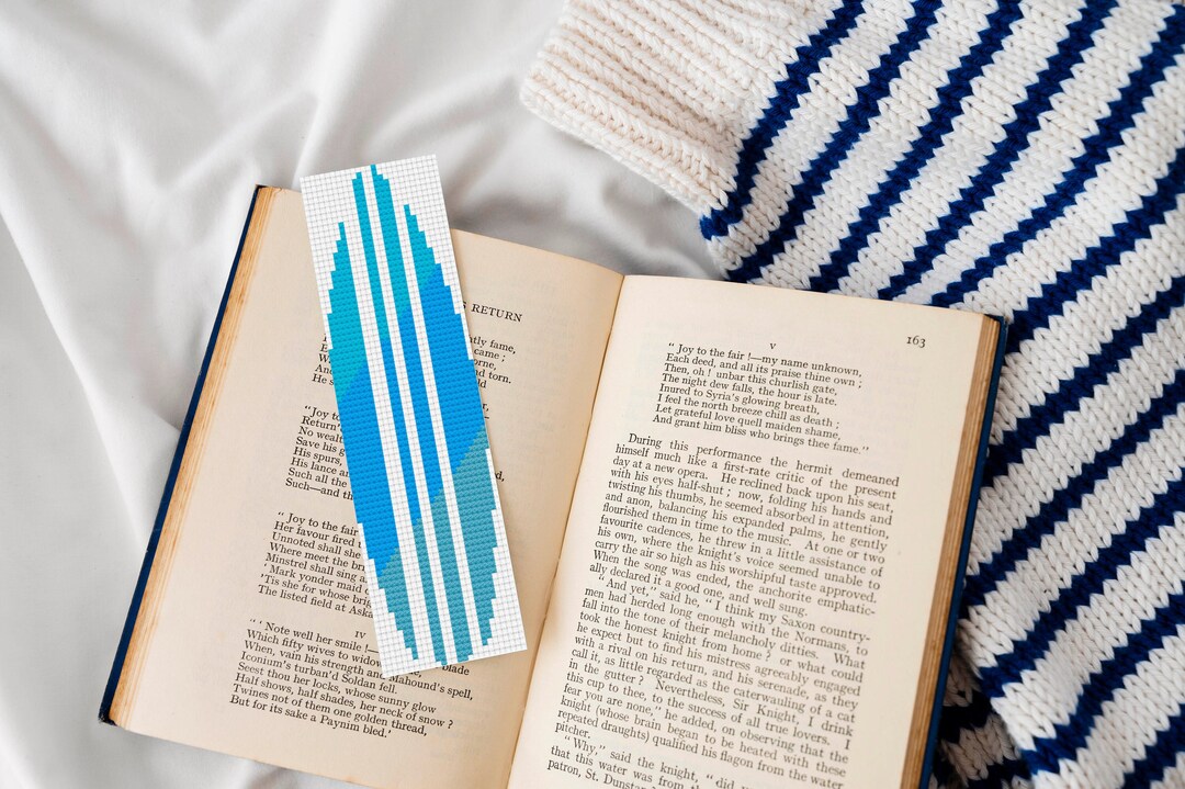 Summer Bookmark Cross Stitch Pattern, Surfboard Bookmark Cross Stitch ...
