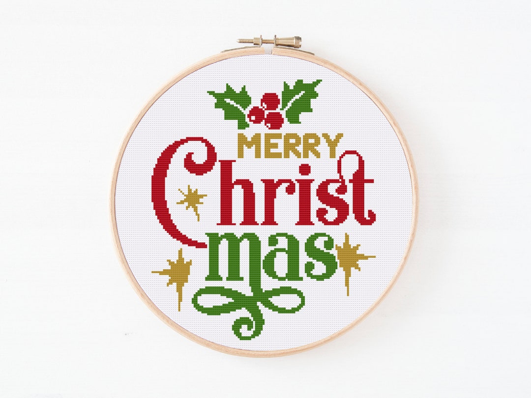 Merry Christmas Cross Stitch Pattern, Xmas Cross Stitch PDF, Christmas ...