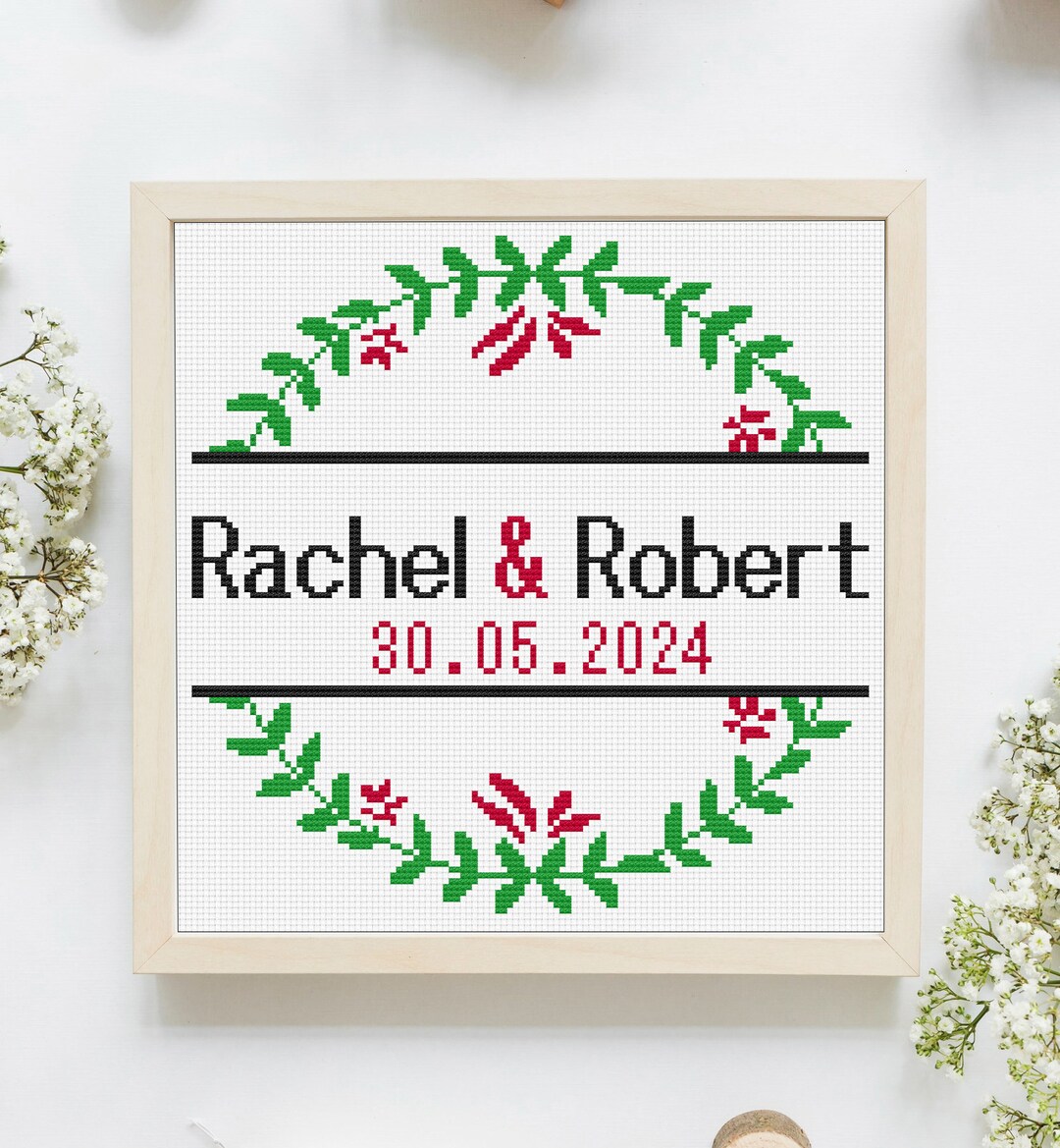 Wedding Cross Stitch Pattern, Personalized Wedding Cross Stitch ...