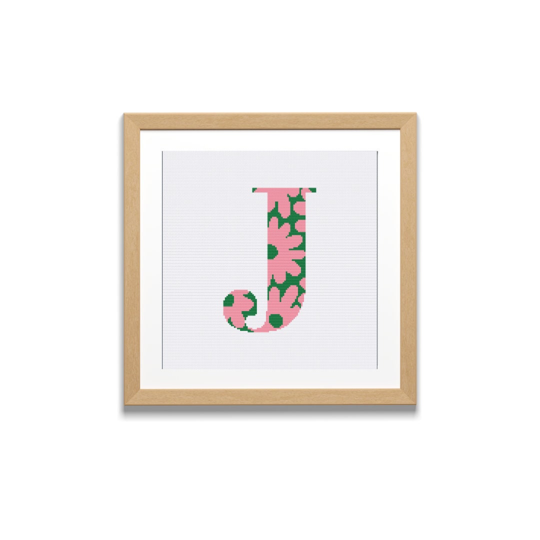 Letter J, Cross Stitch Alphabet Pattern, Floral Monogram, Counted Cross ...