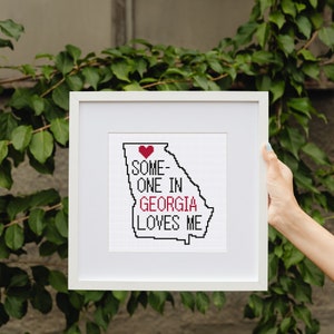 Georgia State Map Cross Stitch Pattern, Someone in Georgia Loves Me ...
