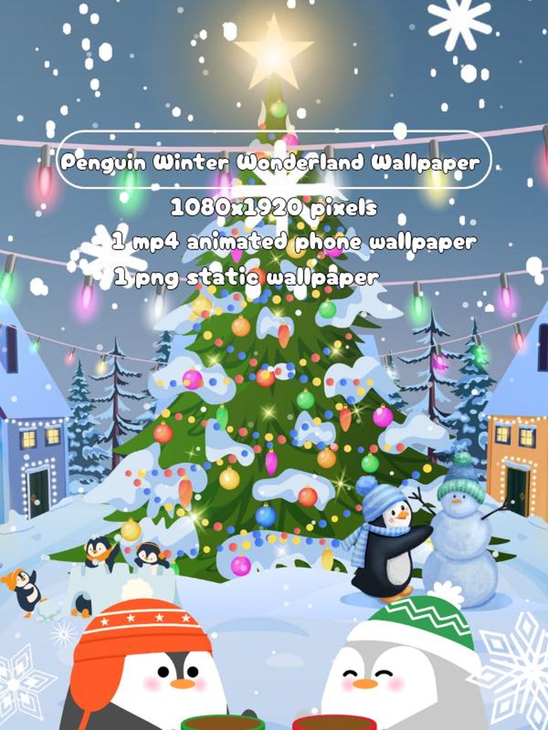 Penguin Winter Wonderland Wallpaper Penguin Building a Snowman Falling ...