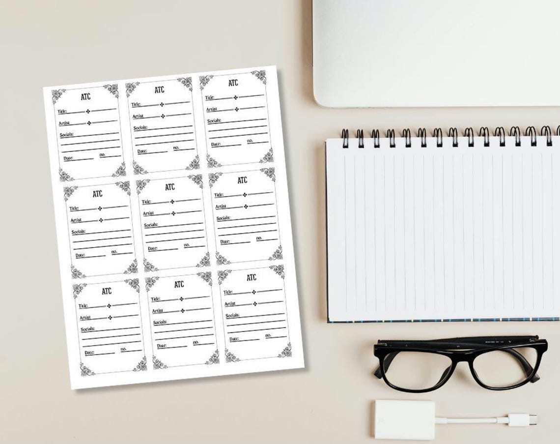 Artist Trading Card Template | Printable ATC Backs, 2 Layouts (PDF ...