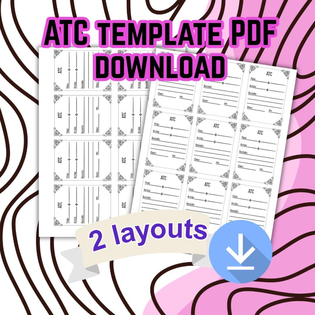 Artist Trading Card Template | Printable ATC Backs, 2 Layouts (PDF ...