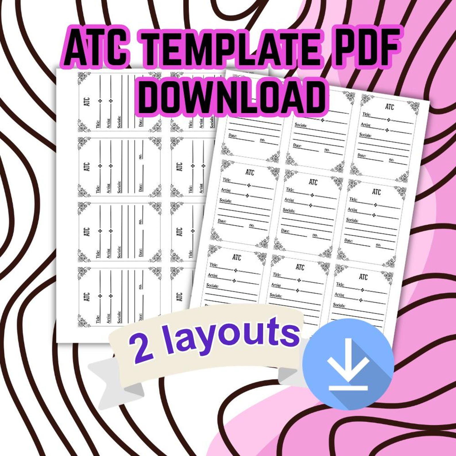 Artist Trading Card Template | Printable ATC Backs, 2 Layouts (PDF ...