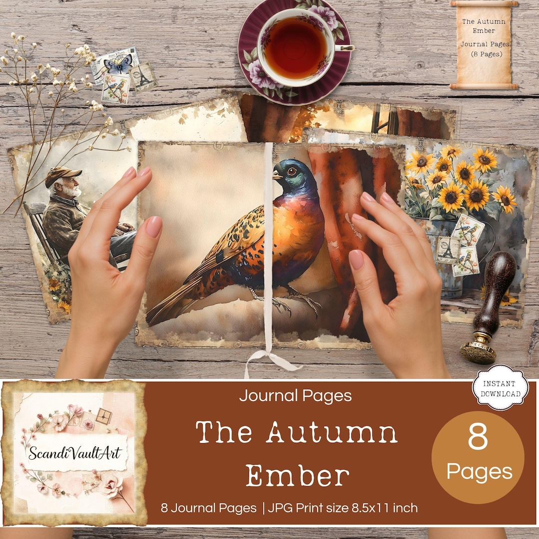 Junk Journal Kits With Sunflowers, Vintage Ephemera Autumn Printable ...