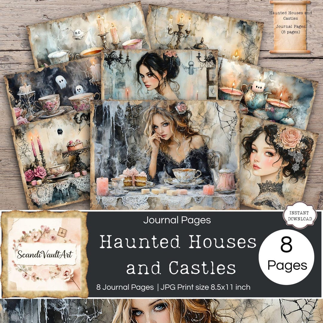 Goth Spooky Junk Journal Digital Downloads, Haunted Castle Digital ...