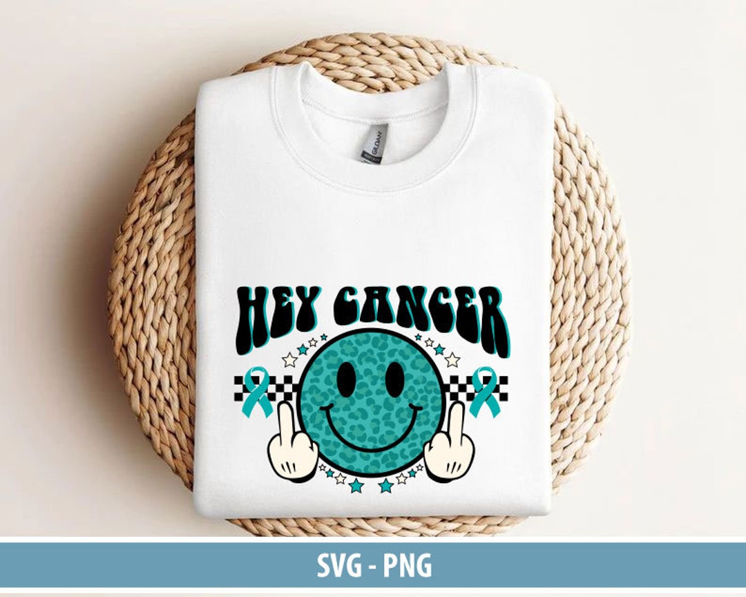 Hey Cancer Groovy Smiley Face SVG PNG, Breast Cancer Svg, Pink ...