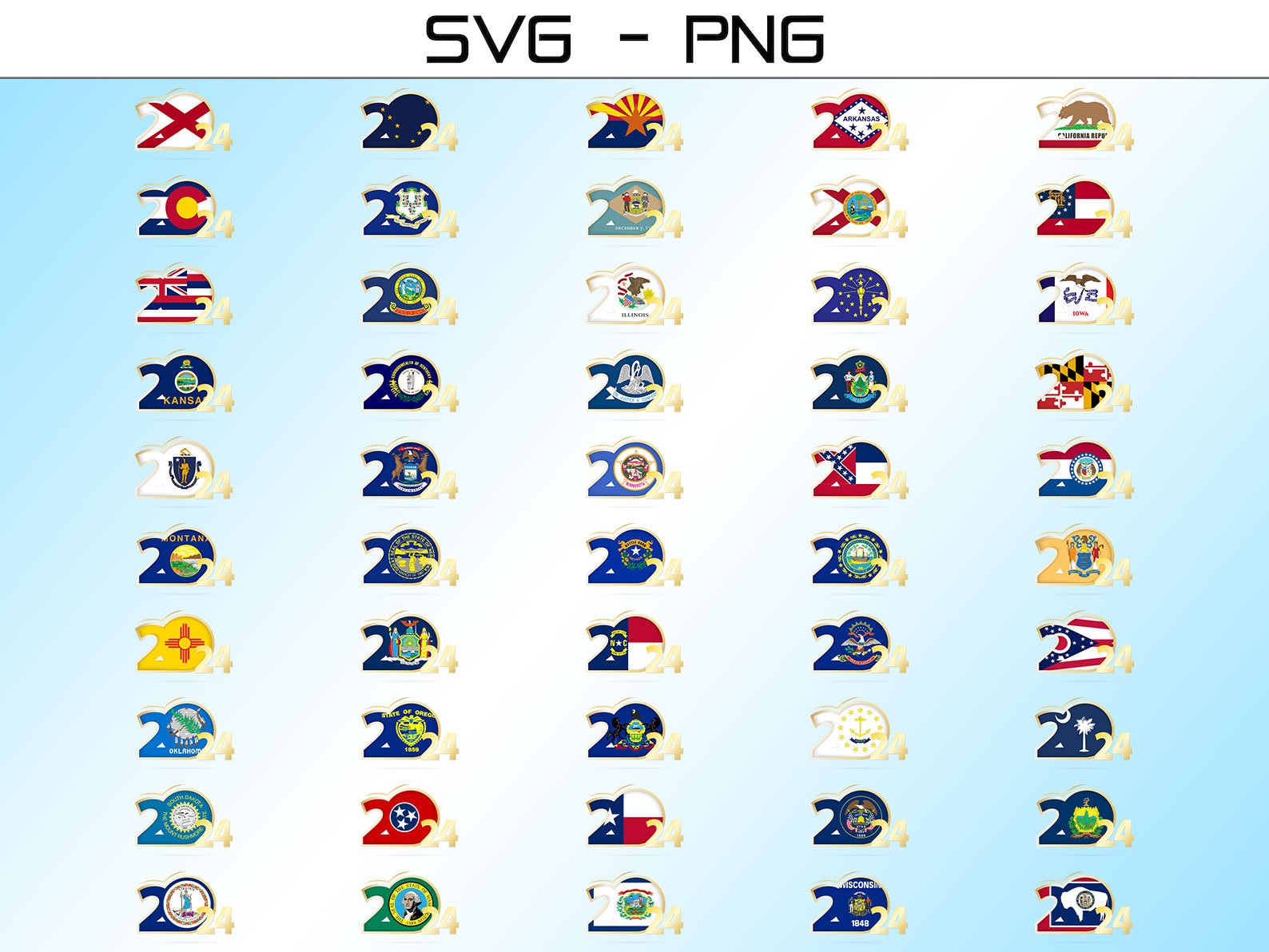 2024 Complete All Usa 50 States Flags Png Svg States Flags Collection