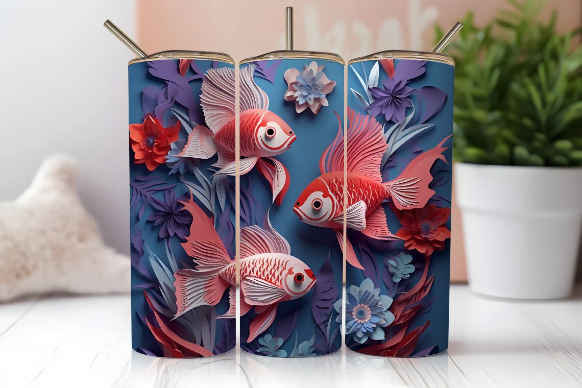 3D Fish Tumbler Wrap Bundle PNG 20 Oz Skinny Fishing - Etsy