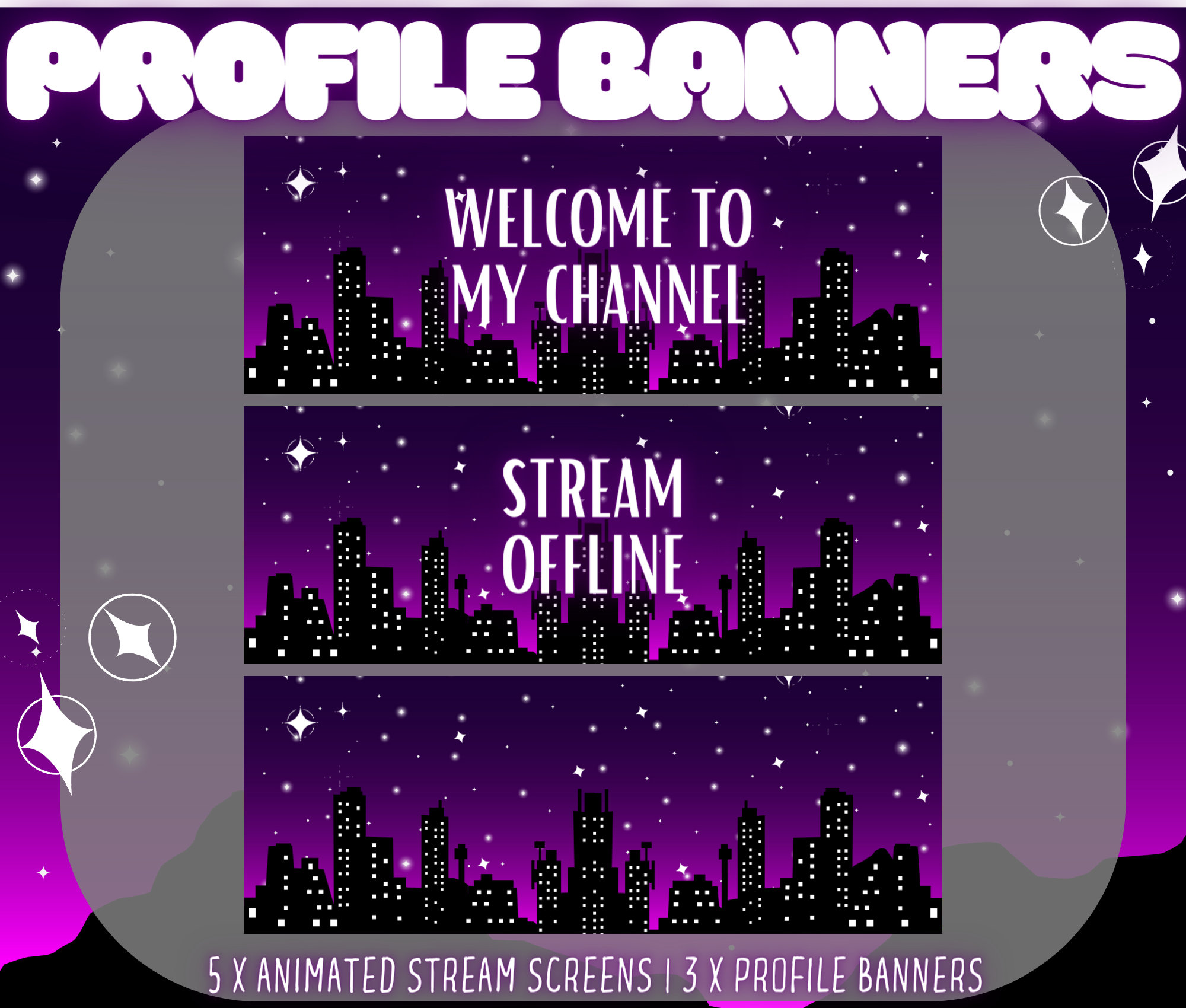 Purple City Stream Screens Profile Banners, Twitch Stream Screens ...