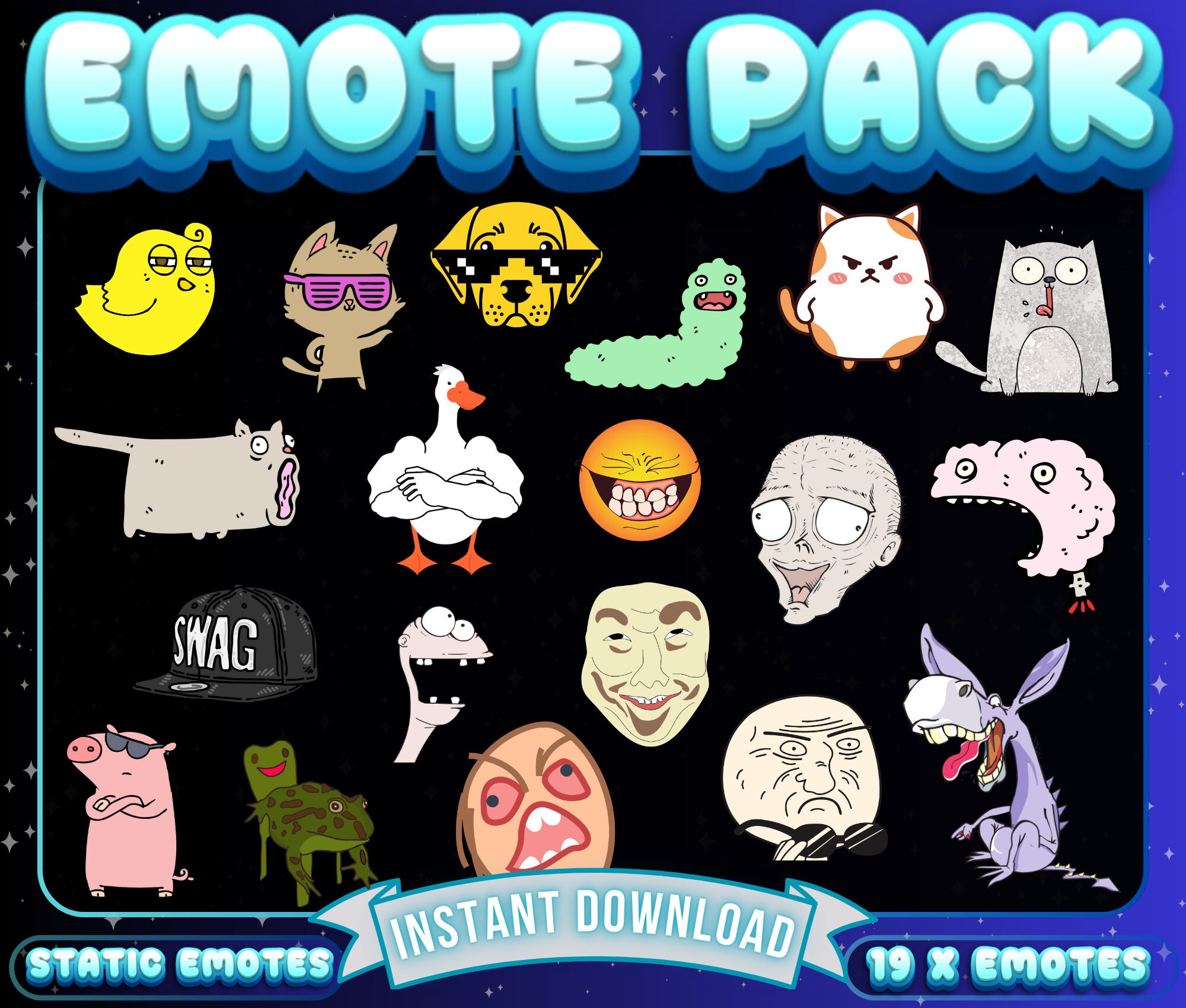 Funny Meme Emote Pack, Twitch Emote Pack, Tiktok Emote Pack, Discord ...