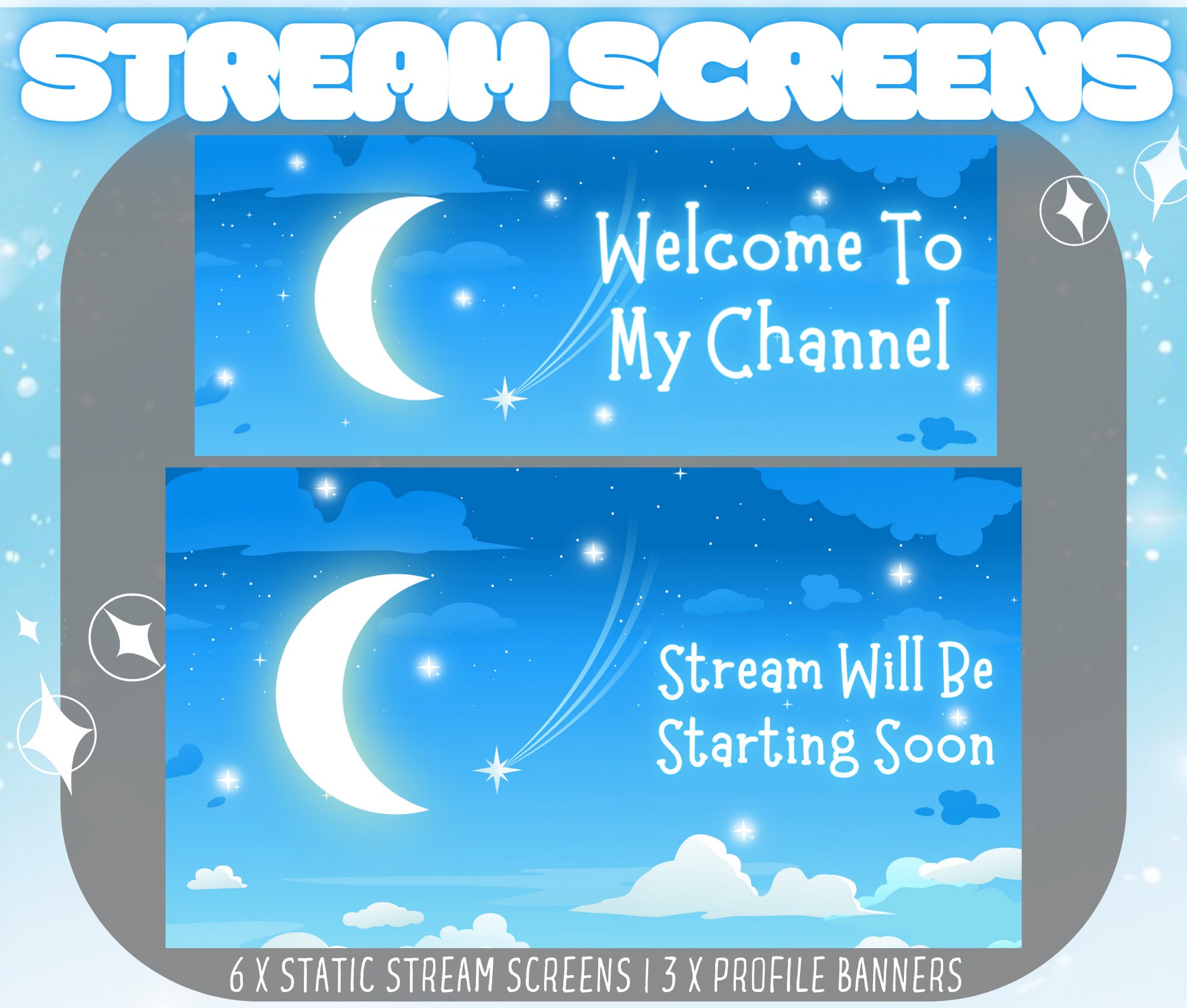 Blue Sky Stream Screens Profile Banners Blue Sky Stream - Etsy
