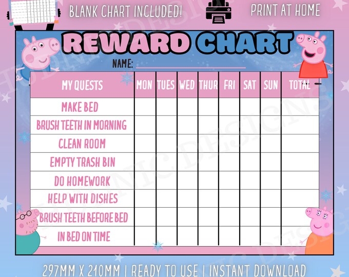Peppa Pig Reward Chart for Kids, Behaviour Chart, Habit Tracker ...
