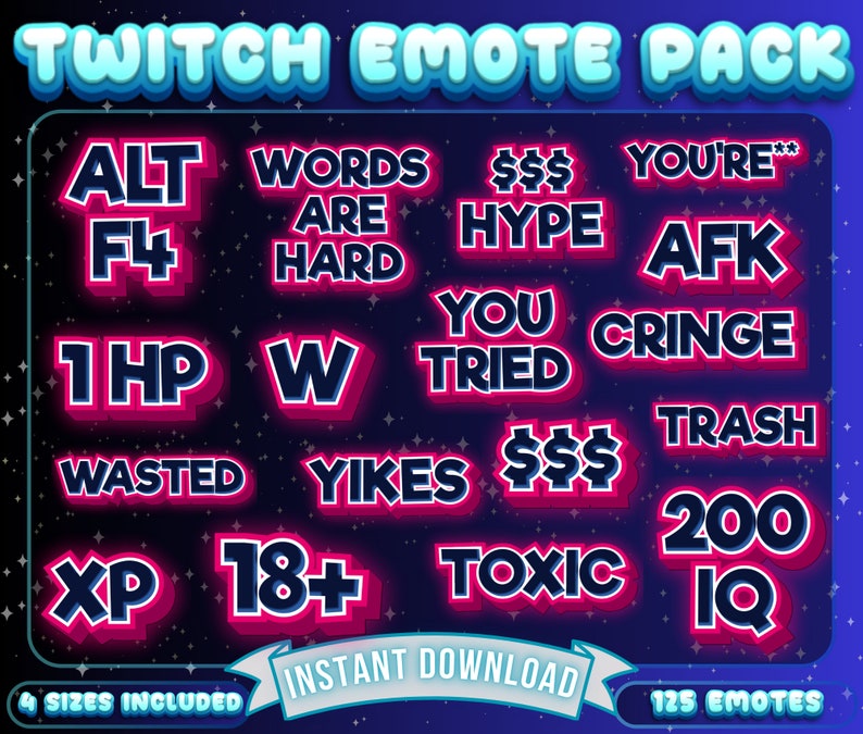 125 X Twitch & Discord Text Emote Mega Pack, Twitch Text Emotes ...