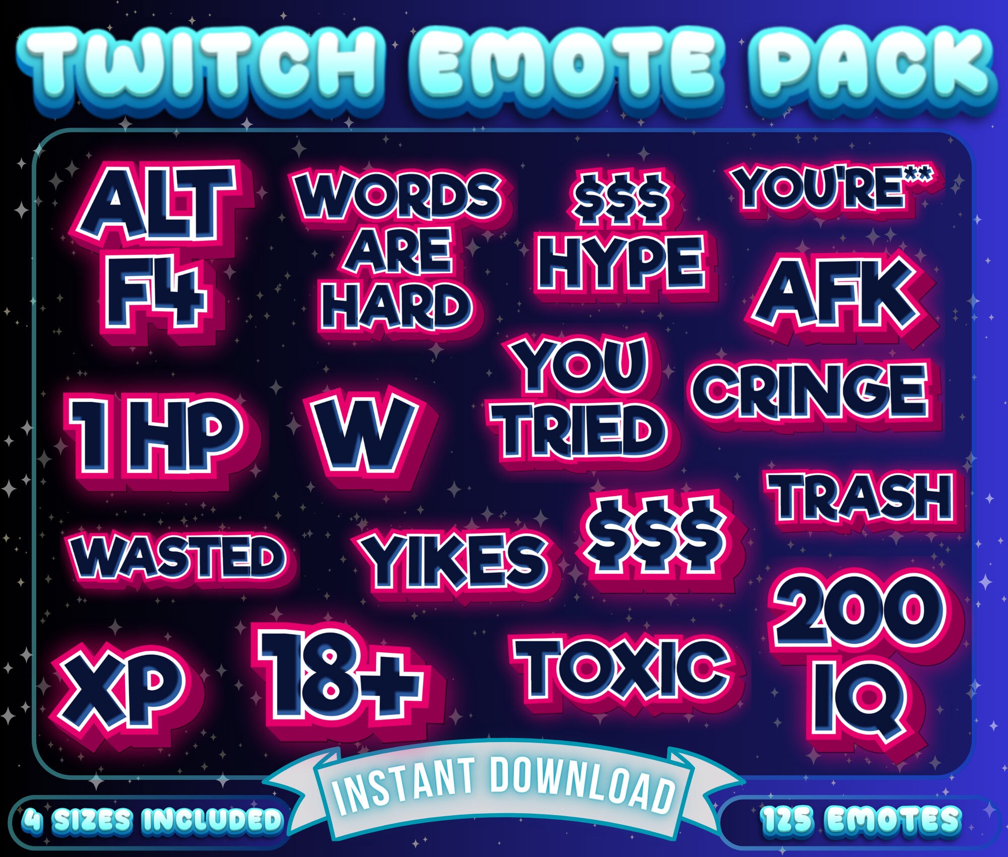 125 X Twitch & Discord Text Emote Mega Pack, Twitch Text Emotes ...