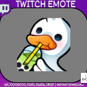 Animated Twitch Emote, Cute Duck Boba Emote, Duck Twitch Emote, Boba ...