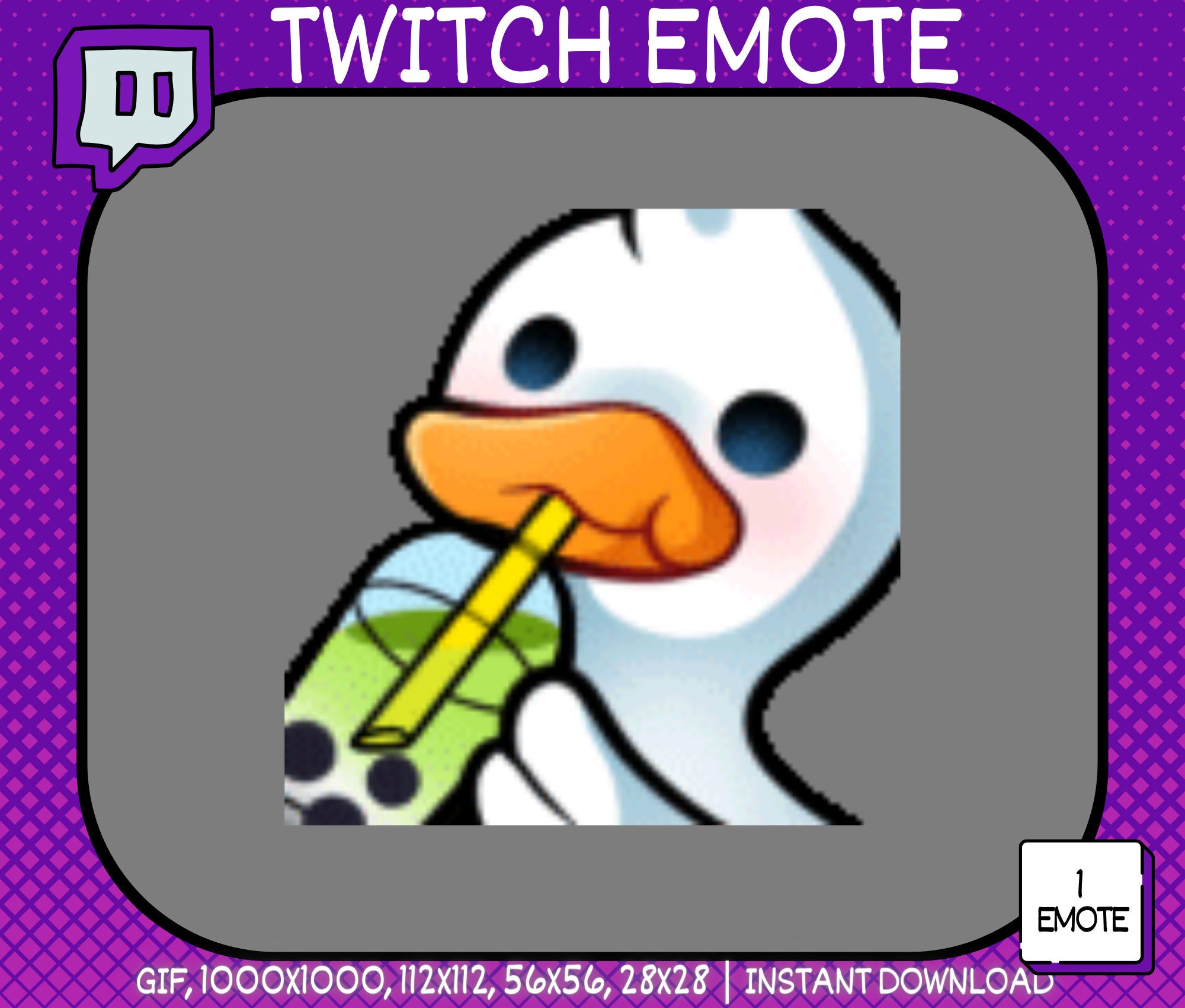 Animated Twitch Emote, Cute Duck Boba Emote, Duck Twitch Emote, Boba ...