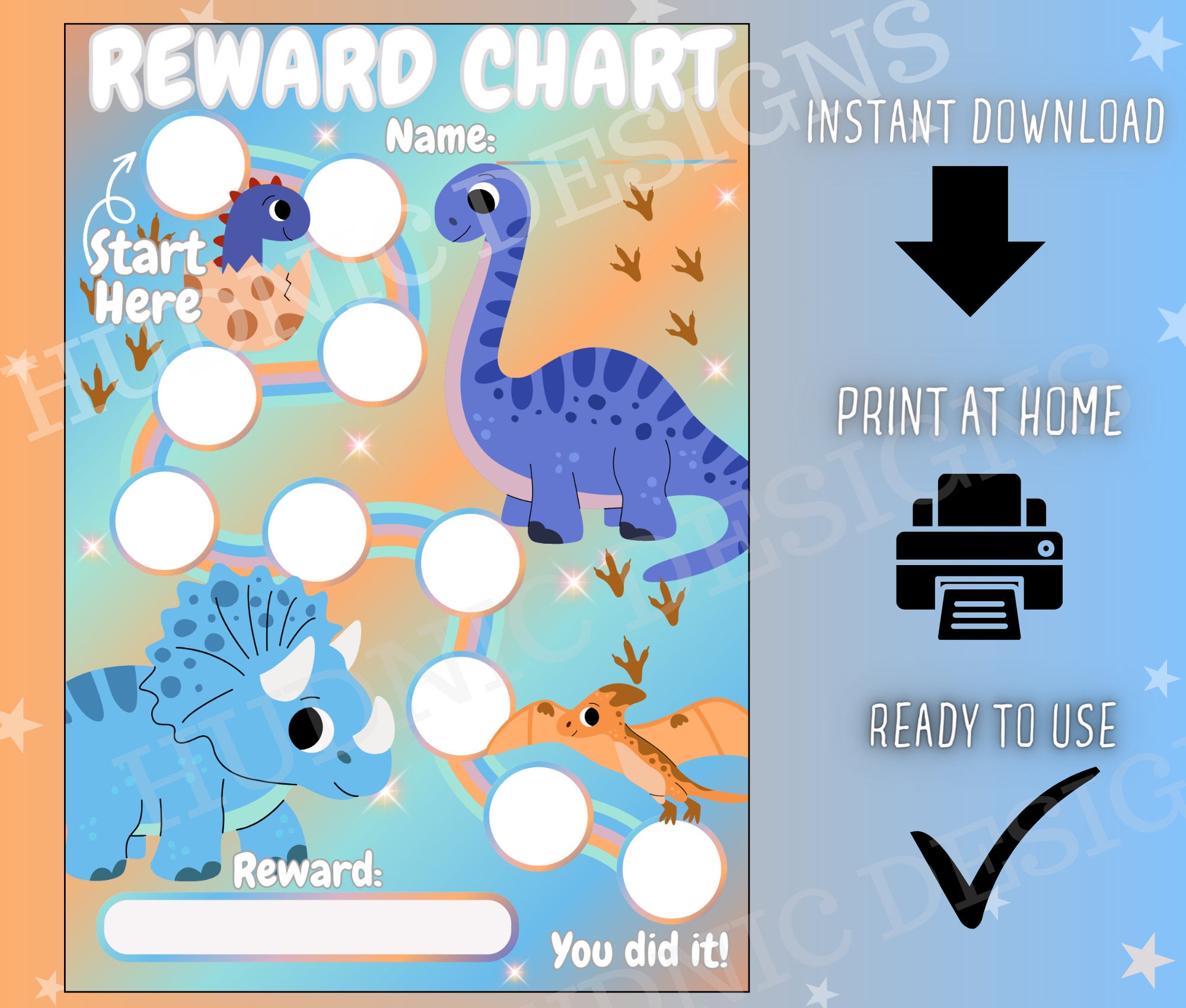 Dinosaur Rewards Chart Kids Chore Chart Dinosaur Reward - Etsy