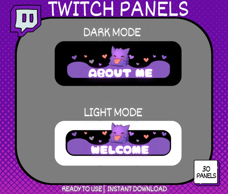Gengar Twitch Panels, Streamer About Me Section (30 Panels) (instant ...