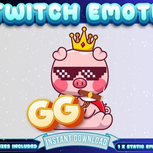 1 X GG Pig Twitch Emote, Cute Pig Emote, Discord Emote, Funny Twitch ...