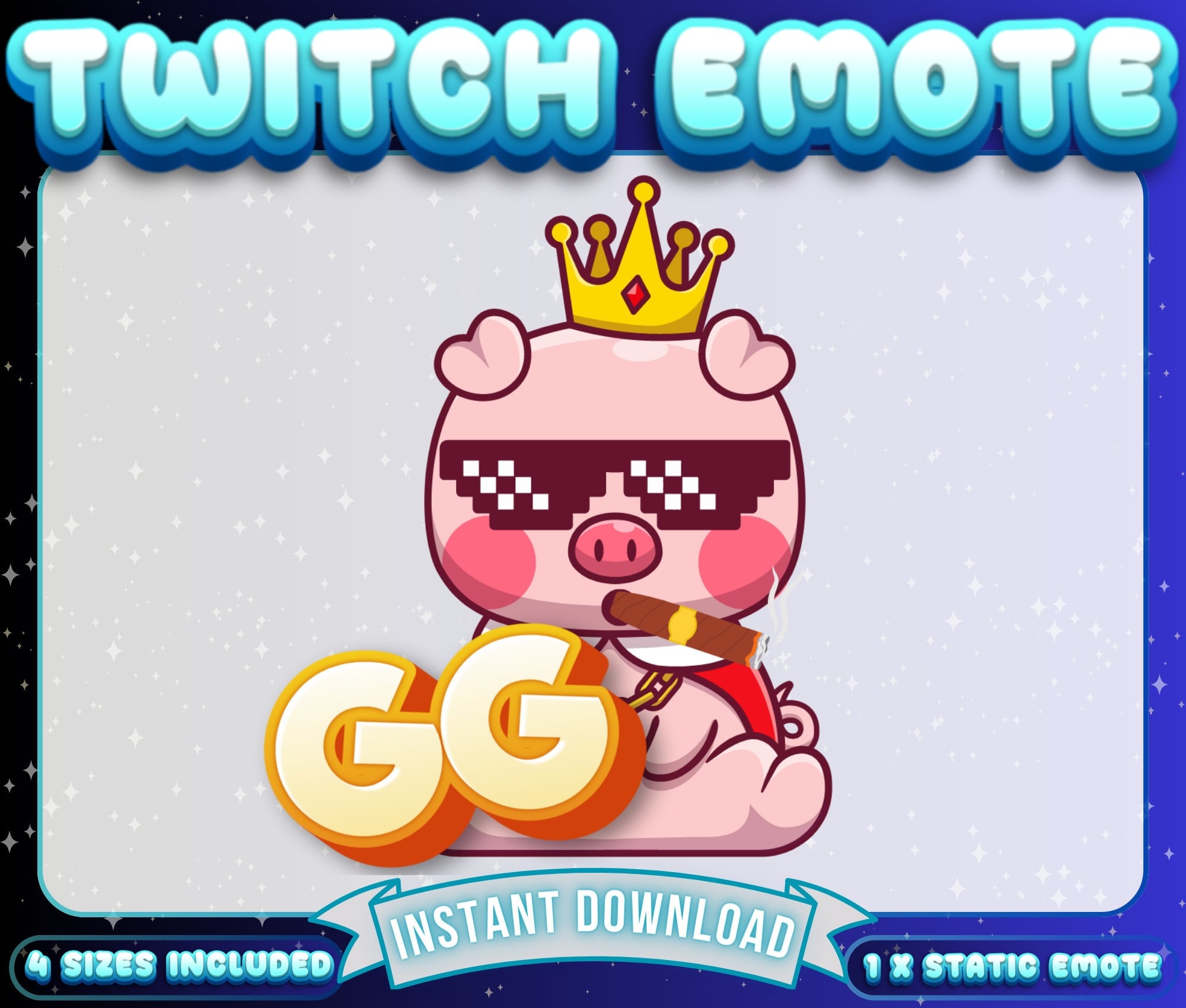 1 X GG Pig Twitch Emote, Cute Pig Emote, Discord Emote, Funny Twitch ...
