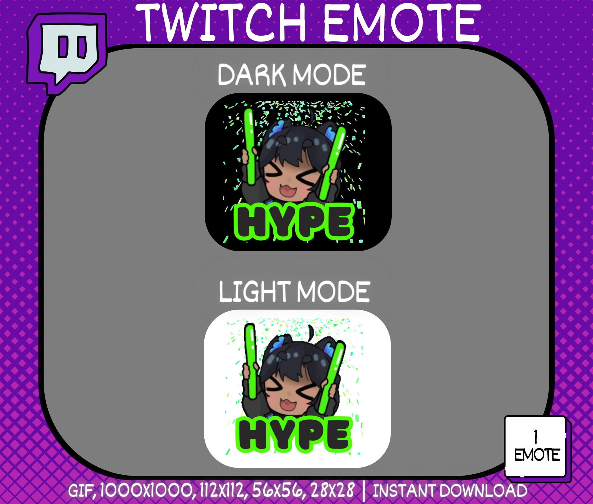 Animated Twitch Emote, Hype Emote, Hype Twitch Emote, Glowstick Twitch ...