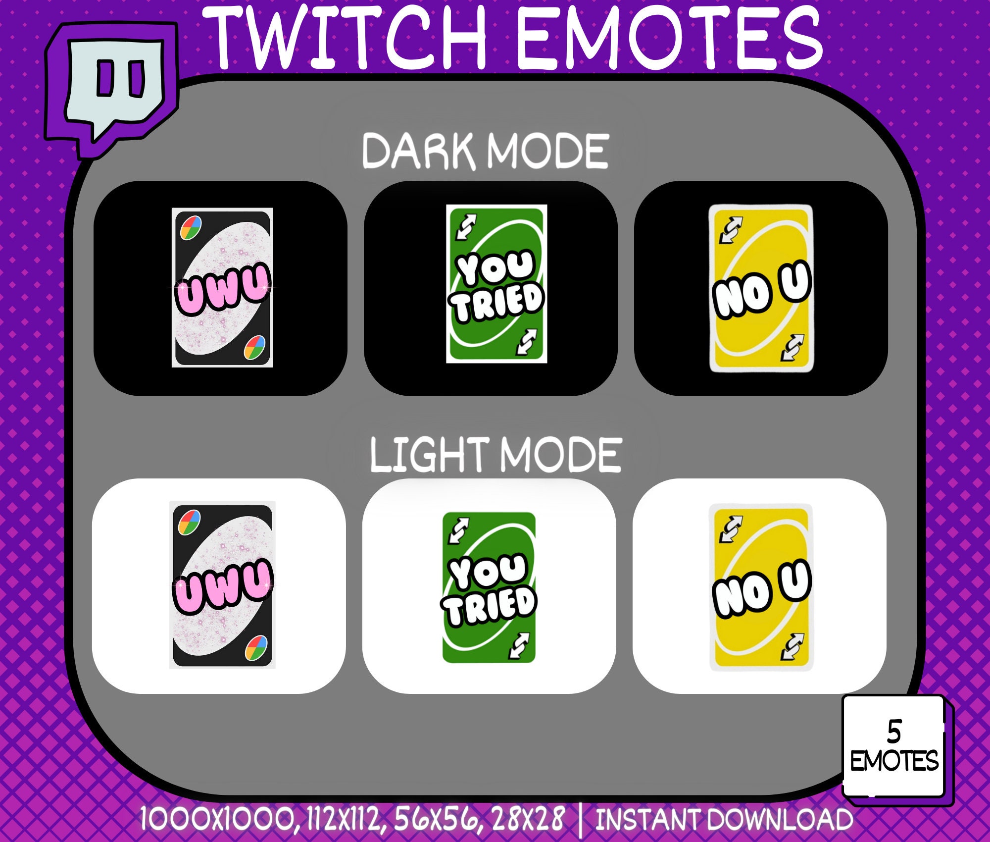 5 X Twitch Emotes, UNO Twitch Emotes, UNO Card Twitch Emotes, Funny ...