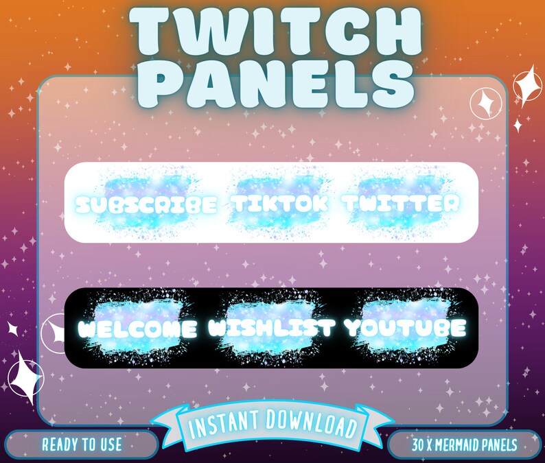 30 X Twitch Panels Cute Blue Twitch Panels Mermaid Panels - Etsy