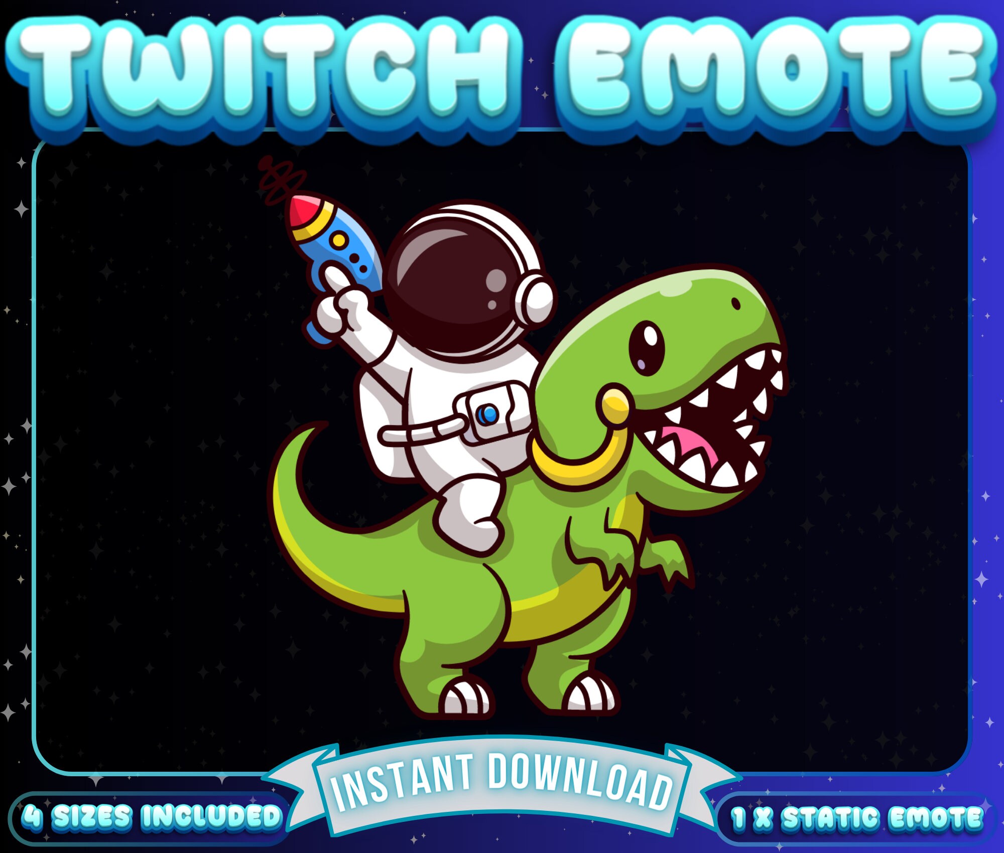 1 X Astronaut Dinosaur Twitch Emote, Funny Emote, Discord Emote, Funny ...