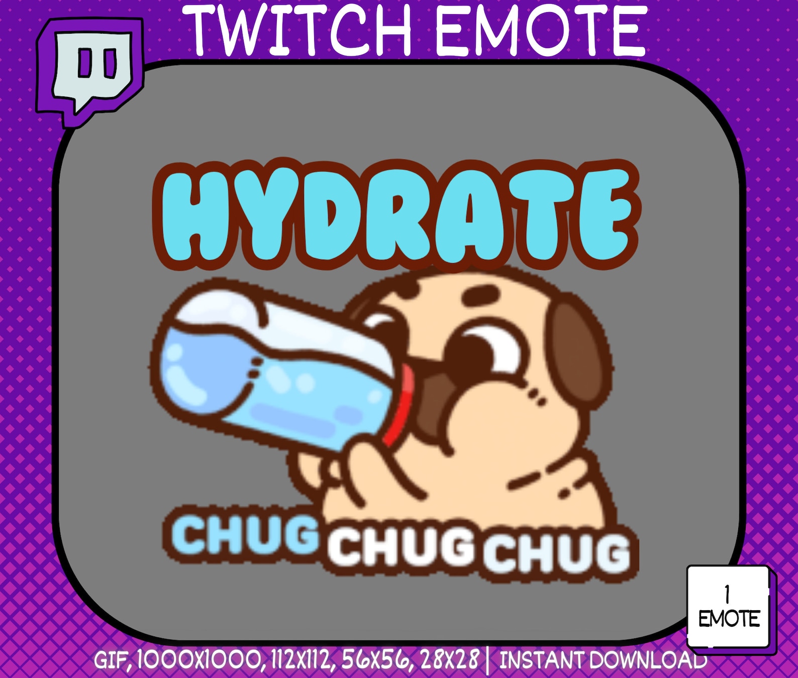 Animated Twitch Emote, Hydrate Emote, Cute Twitch Emote, Chug Twitch ...