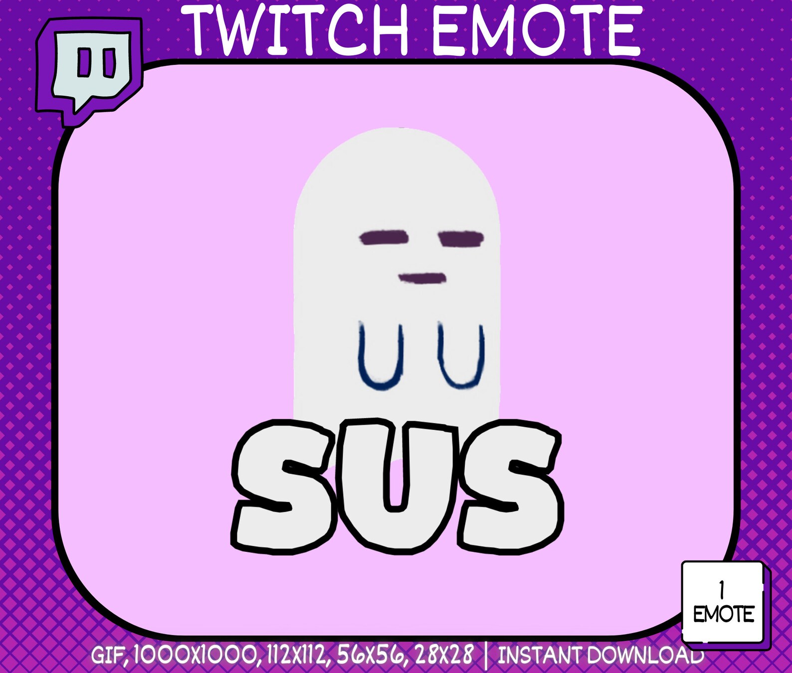 Animated Twitch Emote, Sus Emote, Funny Twitch Emote, Ghost Twitch Emote, Emote Twitch, Twitch ...