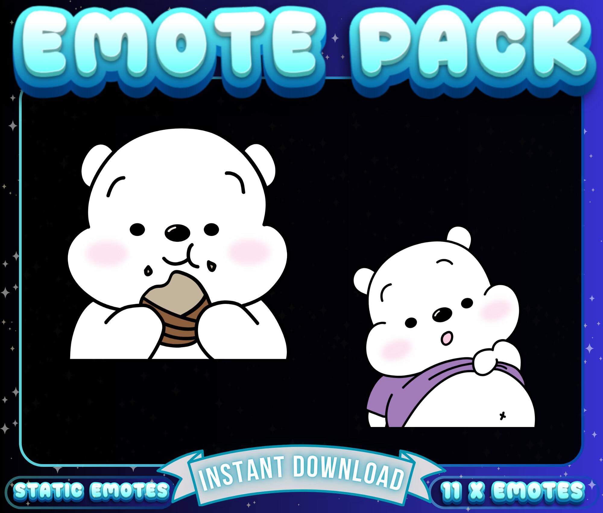 Kawaii Bear Emote Pack, Twitch Emote Pack, Tiktok Emote Pack, Discord ...