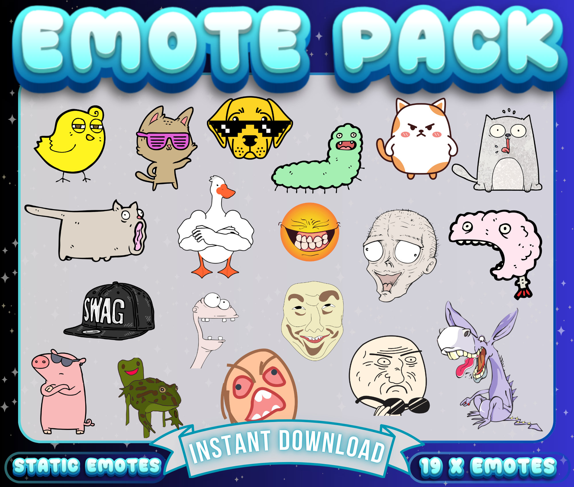 Funny Meme Emote Pack, Twitch Emote Pack, Tiktok Emote Pack, Discord ...