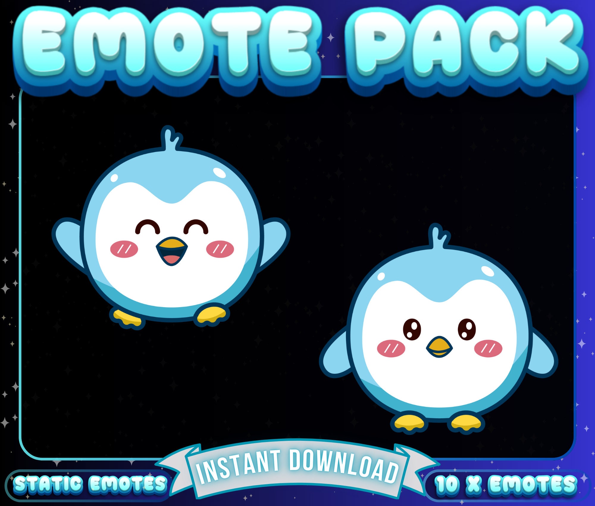 Kawaii Penguin Emote Pack, Twitch Emote Pack, Tiktok Emote Pack ...