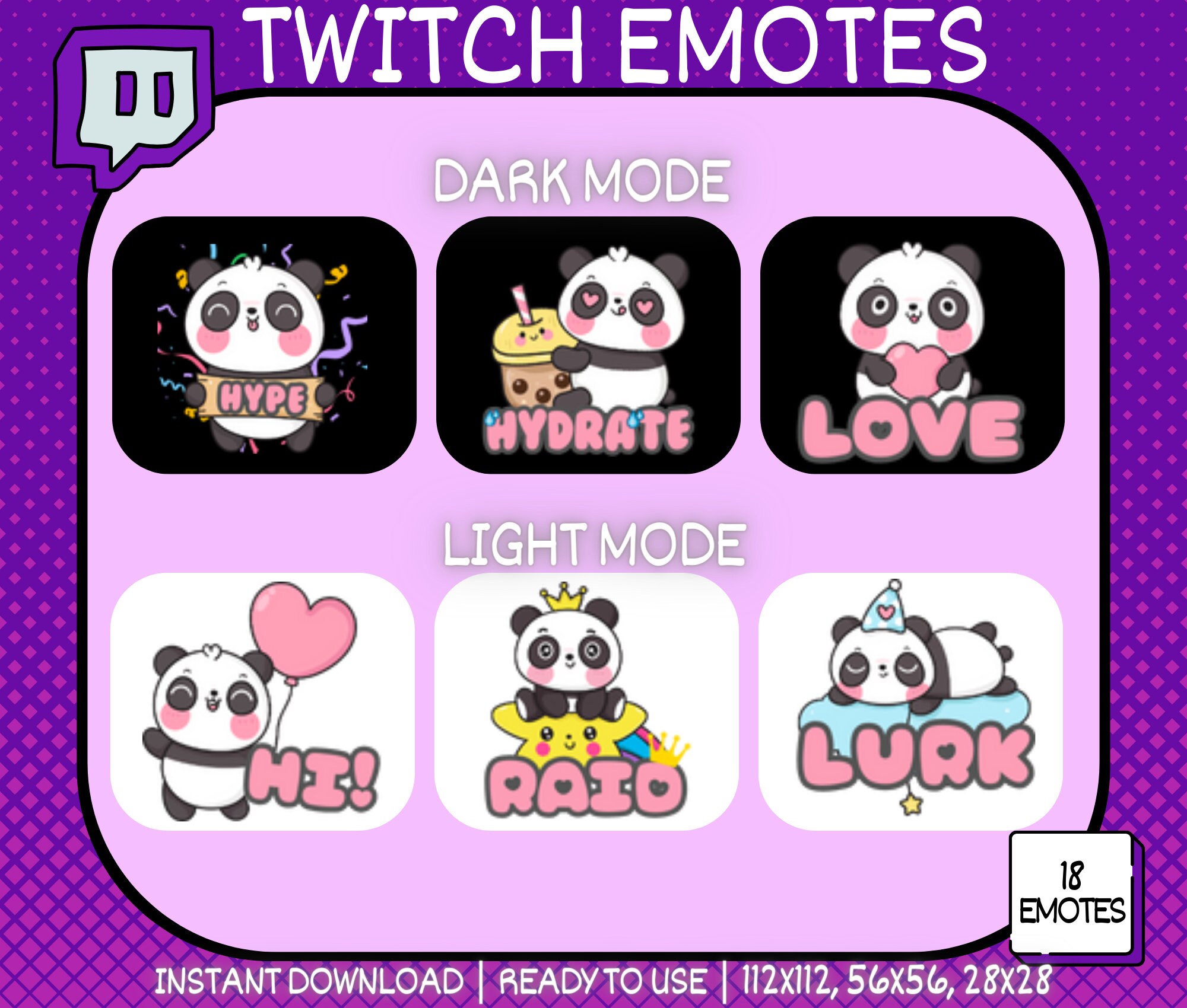 18 X Twitch Emotes, Cute Panda Twitch Emotes, Cute Twitch Emotes, Funny ...