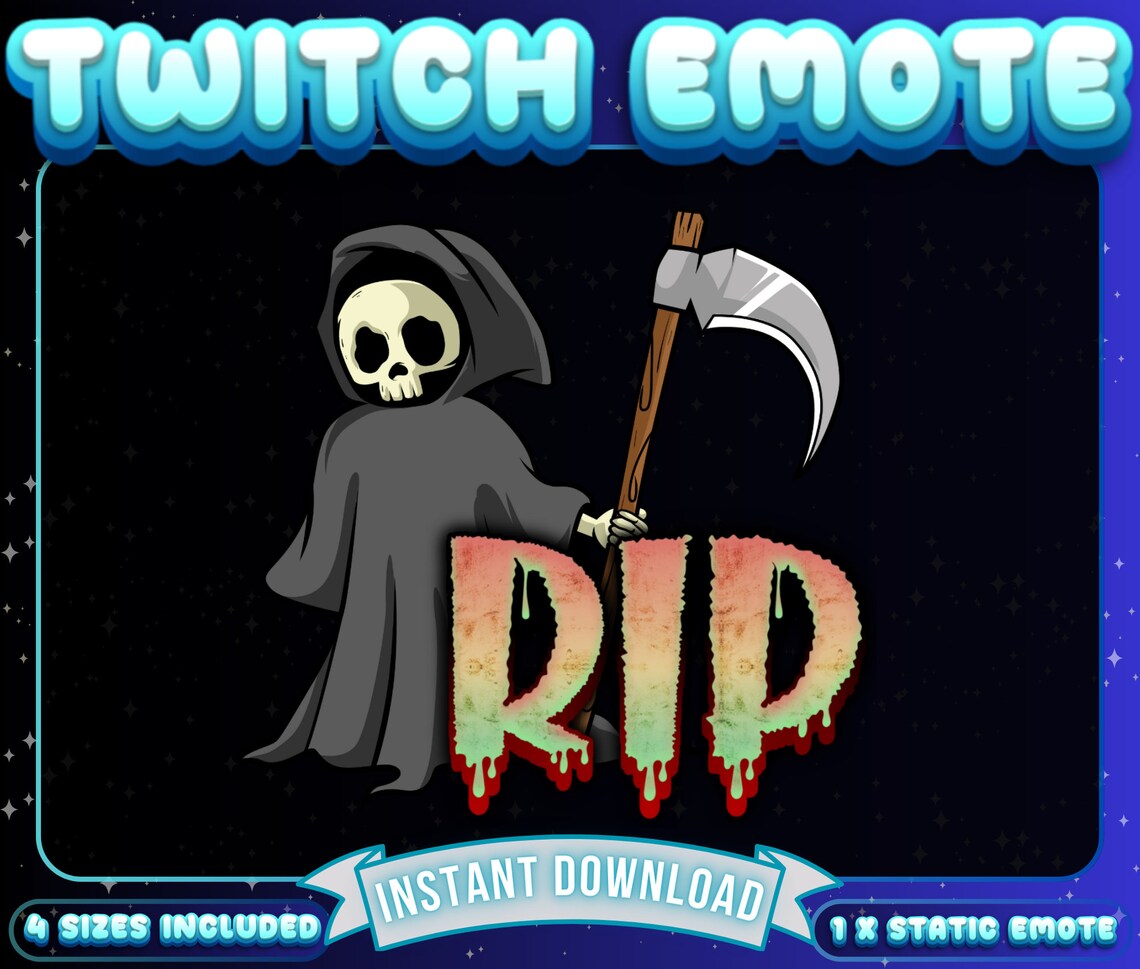 1 X RIP Grim Reaper Twitch Emote, Funny Emote, Discord Emote, Funny ...