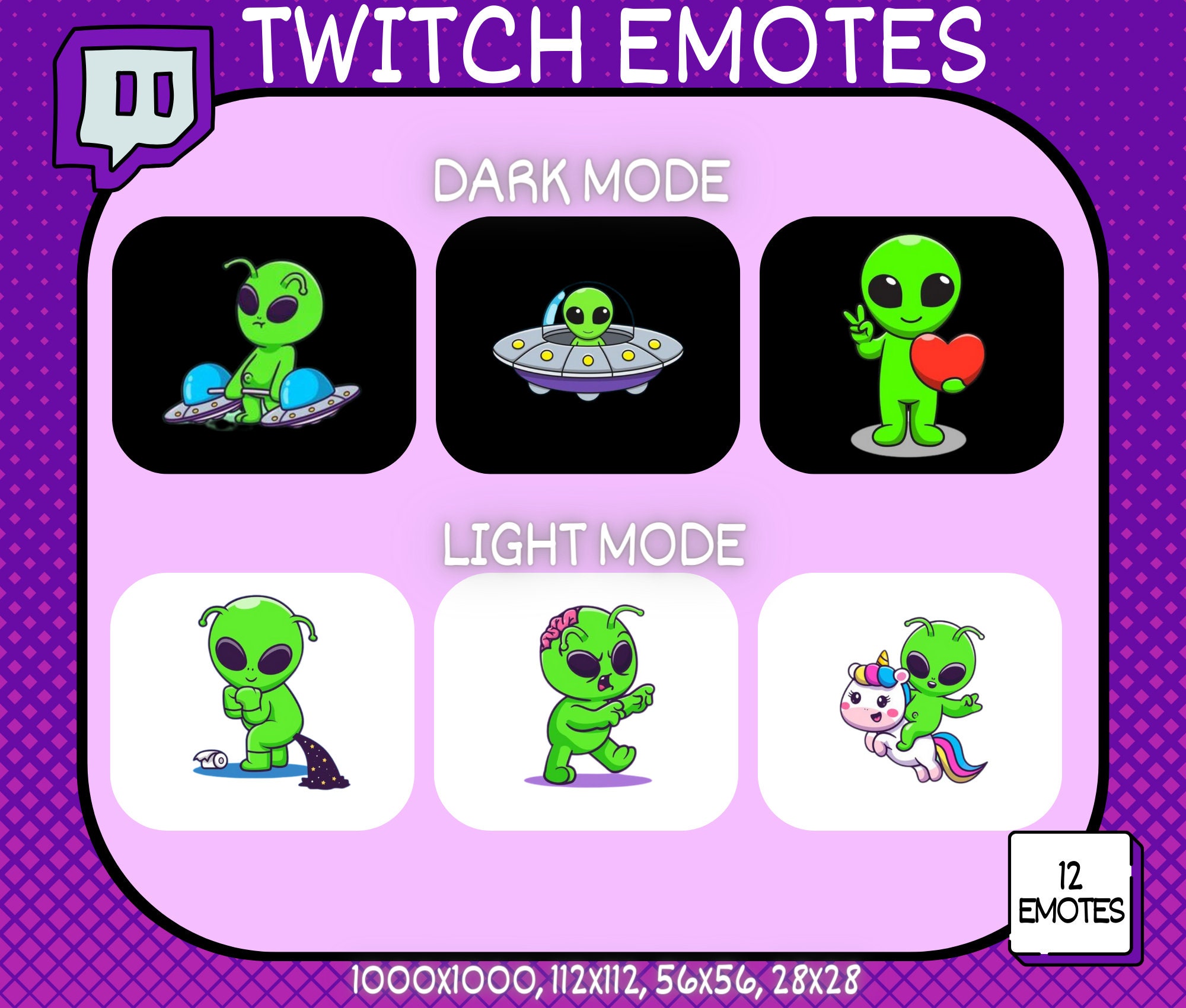 12 X Twitch Emotes, Cute Alien Twitch Emotes, Cute Twitch Emotes, Funny ...