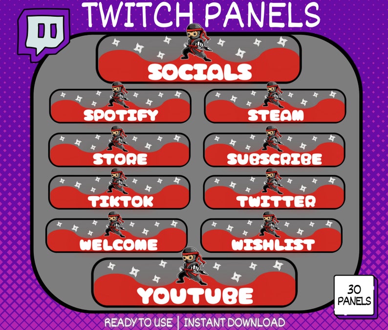 30 X Twitch Panels, Cute Ninja Twitch Panels, Ninja Twitch Panels ...