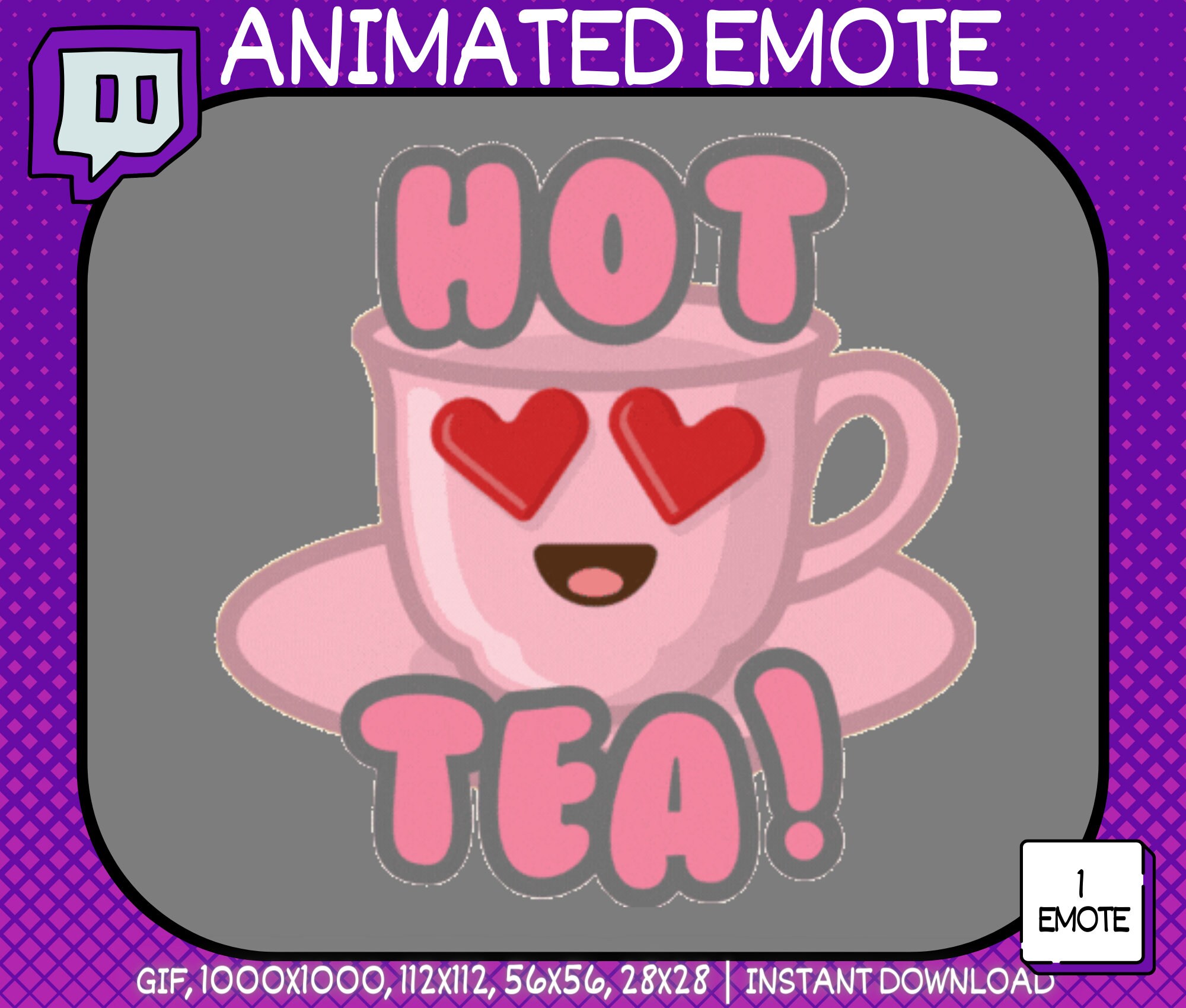 Animated Twitch Emote, Hot Tea Emote, Cute Twitch Emote, Twitch Emote ...