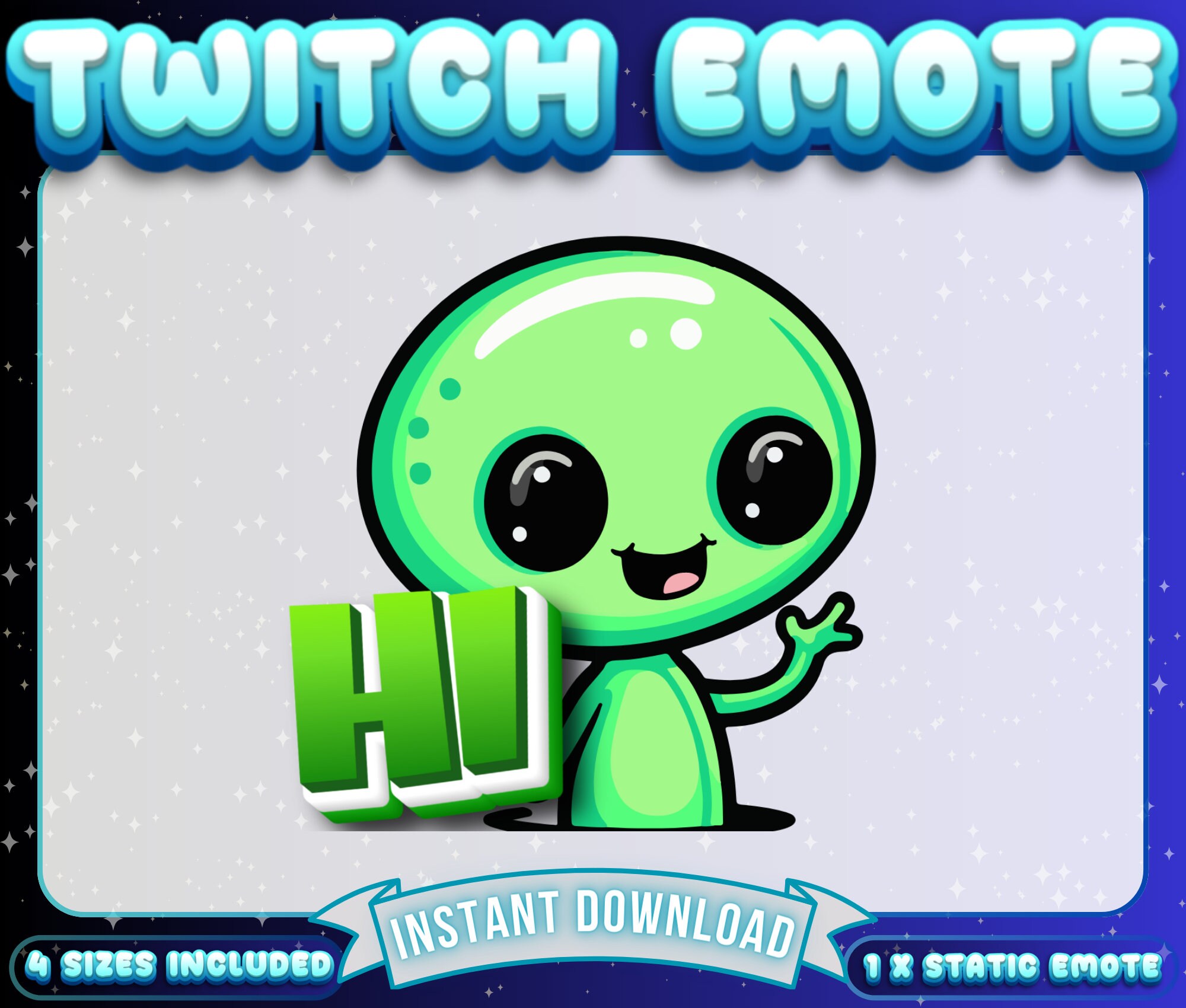 1 X Alien Twitch Emote, Alien Emote, Discord Emote, Funny Twitch Emote ...