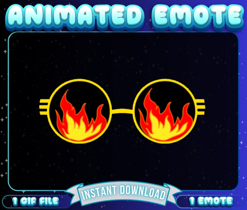 Animated Twitch Emote, Fire Glasses Emote, Funny Twitch Emote, Glasses ...