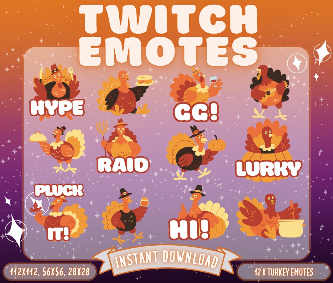 Thanksgiving Turkey Twitch Emotes, Funny Stream Emote Pack (instant ...