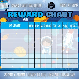 Outer Space Rewards Chart, Kids Chore Chart, Space Chore Chart ...